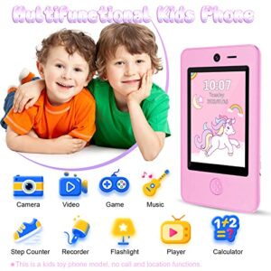 Kids Phone for Girls, Touch Screen Kids Cell Phone with 2 Camera Games Alarm Clock MP3 Music Player, Phones for Kids Christmas Birthday Gifts Toddler Learning Toys for Children Ages 3 4 5 6 7 8