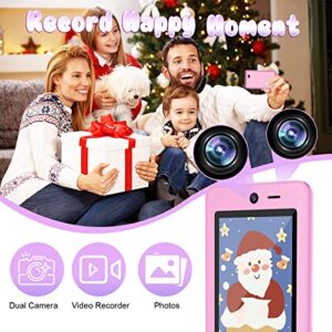 Kids Phone for Girls, Touch Screen Kids Cell Phone with 2 Camera Games Alarm Clock MP3 Music Player, Phones for Kids Christmas Birthday Gifts Toddler Learning Toys for Children Ages 3 4 5 6 7 8