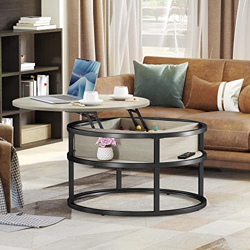 YITAHOME Lift top Coffee Table, White Oak and Black