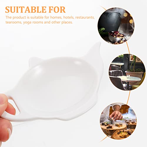 Angoily Tea Bag Holder Ceramic Teabag Coaster Teabag Tray Tea Bag Storage Plate Teabag Holder Tea Saucer Spoon Seasoning Dish Ketchup Dipping Bowl for Home Tea Party Favor White Keychain Holder