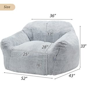 Homguava Giant Bean Bag Chair Sofa High-Density Foam Filled Sofa Chair Large Lazy BeanBag Sofa with Armrests for Living Room, Bedroom (Light Grey)