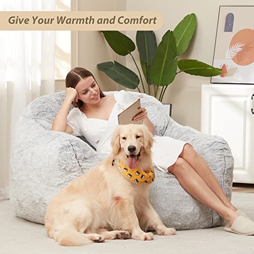 Homguava Giant Bean Bag Chair Sofa High-Density Foam Filled Sofa Chair Large Lazy BeanBag Sofa with Armrests for Living Room, Bedroom (Light Grey)