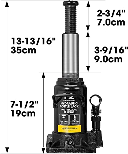 BIG RED 12 Ton (24,000 LBs) Torin Hydraulic Car Bottle Jack for Auto Repair and House Lift, Black, AT91207BR