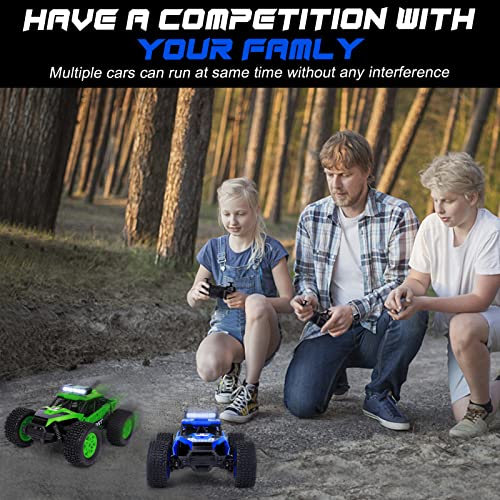 2pcs RC Cars,1:20 Scale Remote Control Toy Car, 4WD High Speed 11.2MPH All Terrains Electric Toy 4×4 Off Road RC Car,with LED Headlight and Two Rechargeable Battery for Boys Kids and Adults Gift