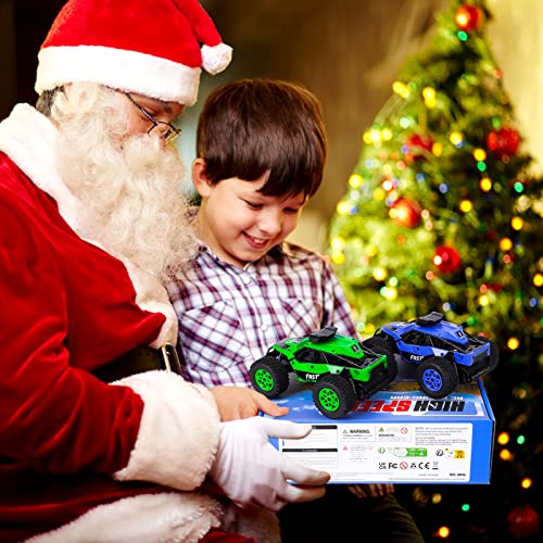 2pcs RC Cars,1:20 Scale Remote Control Toy Car, 4WD High Speed 11.2MPH All Terrains Electric Toy 4×4 Off Road RC Car,with LED Headlight and Two Rechargeable Battery for Boys Kids and Adults Gift