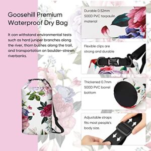 Goosehill Waterproof Dry Bag 5L 10L 20L, Floral Pattern with Durable Plato 500D PVC Material, Floating Roll Top Waterproof Bag for Kayaking Paddleboard Rafting Boating Swimming Camping, 1 STRAP