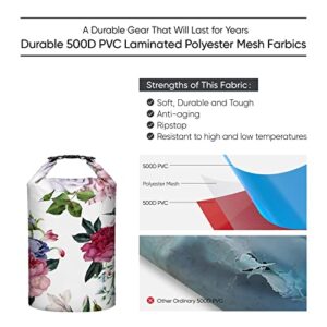 Goosehill Waterproof Dry Bag 5L 10L 20L, Floral Pattern with Durable Plato 500D PVC Material, Floating Roll Top Waterproof Bag for Kayaking Paddleboard Rafting Boating Swimming Camping, 1 STRAP