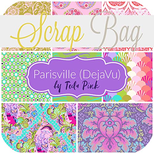 Parisville Deja Vu Scrap Bag (Approx 2 Yards) by Tula Pink for Free Spirit 2 Yards DIY Quilt Fabric