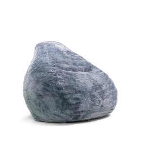 big joe lotus foam filled teardrop bean bag chair with removable cover, stone short shag, soft faux fur, 4 feet big