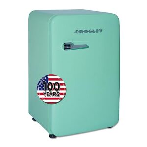 crosley retro mini fridge 3.2 cu ft mint green w/o freezer, compact refrigerator for bedroom, garage, office under desk, undercounter, apartment, school dorm fridge, aesthetic, small & cute appliances