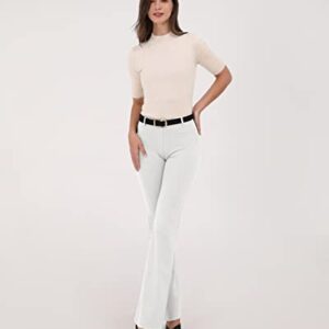 ODODOS Boot-Cut I Classic Dress Pants for Women, Faux Pockets Ponte Casual Work Pants-31 Inseam, Heather White, Large