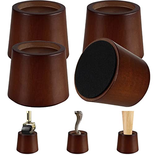 KOIKEY Wooden Furniture Bed Risers - 3 Inch Circle Heavy Duty Furniture Height Extenders Lifts for Sofa Couch Desk Chair Table Base Raising Space, Convenient Store and Cleaning, Pack of 4