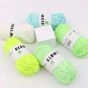 5Pcs Glow in The Dark Yarn Upgrade Yarn DIY Arts Crafts Sewing Supplies,Polyester Threads for Beginners Party Music Festivals Supplies-2023 New(Sky Blue)