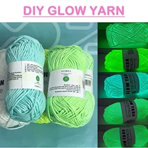 5Pcs Glow in The Dark Yarn Upgrade Yarn DIY Arts Crafts Sewing Supplies,Polyester Threads for Beginners Party Music Festivals Supplies-2023 New(Sky Blue)