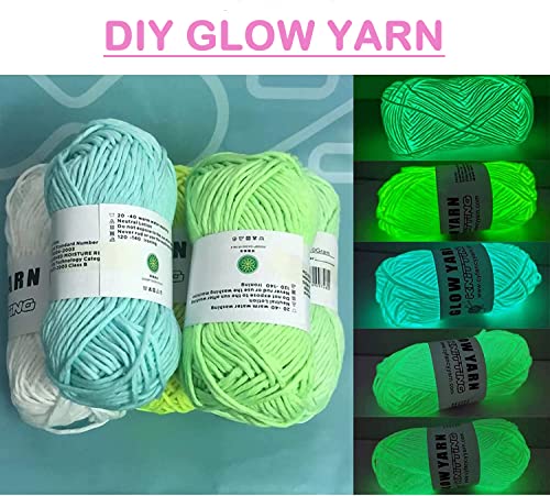 5Pcs Glow in The Dark Yarn Upgrade Yarn DIY Arts Crafts Sewing Supplies,Polyester Threads for Beginners Party Music Festivals Supplies-2023 New(Sky Blue)