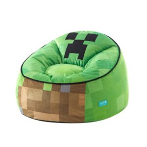 idea nuova minecraft hillside by pod kids plush bean bag chair, 24" hx24 hx25 h, large