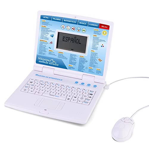 LESHITIAN Kids Bilingual Laptop Spanish/English, 130 Learning Modes, Laptop for Kids Ages 3+