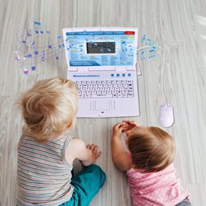 LESHITIAN Kids Bilingual Laptop Spanish/English, 130 Learning Modes, Laptop for Kids Ages 3+