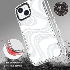 MOSNOVO Compatible with iPhone 13 Case, White Swirl [ Buffertech Impact ] Shockproof Protective Transparent TPU Bumper Clear Phone Case Cover Designed for iPhone 13 6.1"