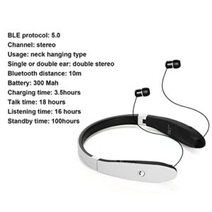 Wireless Earbud Bluetooth-compatible5.0 Neckband Sports Music Earphone Intelligent Noise Reduction Mega Bass SX-991 Fashionable Universal White