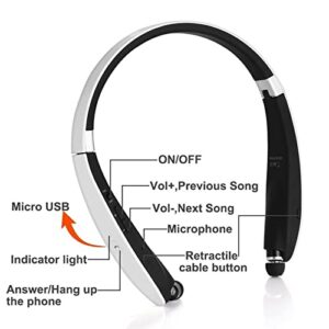 Wireless Earbud Bluetooth-compatible5.0 Neckband Sports Music Earphone Intelligent Noise Reduction Mega Bass SX-991 Fashionable Universal White