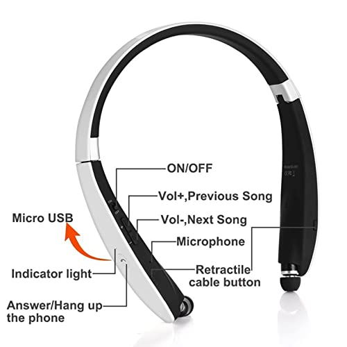 Wireless Earbud Bluetooth-compatible5.0 Neckband Sports Music Earphone Intelligent Noise Reduction Mega Bass SX-991 Fashionable Universal White