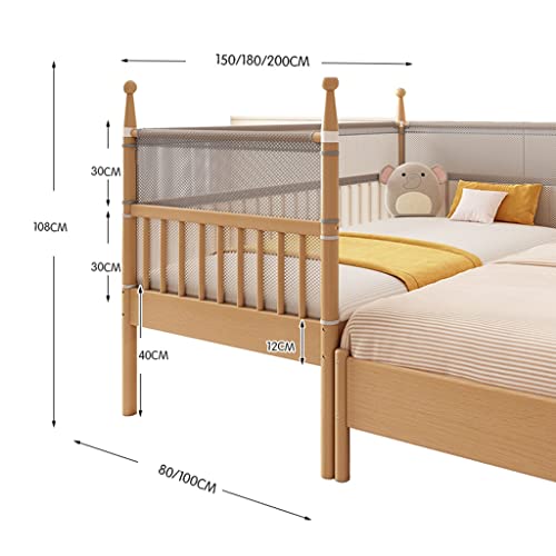 Bed Frame Wooden Bed, Solid Pine Stitching Bed with Headboard and Footboard Bedroom Furniture for Adults, Kids, Teens (Size : 150x80x40cm)