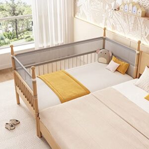 Bed Frame Wooden Bed, Solid Pine Stitching Bed with Headboard and Footboard Bedroom Furniture for Adults, Kids, Teens (Size : 150x80x40cm)