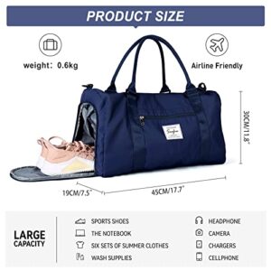 Weekender Duffel Bags for Women Men, Travel Totes Bag for Airplane, Cute Sports Gym Dance Bag Overnight Luggage Bag with Wet Pocket Shoe Compartment, Carry On Hospital Bag for Labor and Delivery