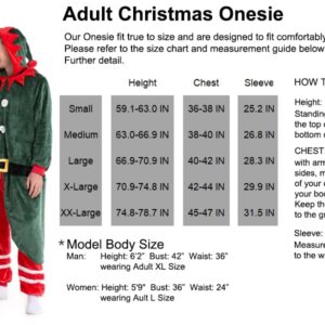 HSCTEK Reindeer Onesie Adult, Christmas Onesie Pajamas Women Men, Family Deer Costume Teen XX-Large