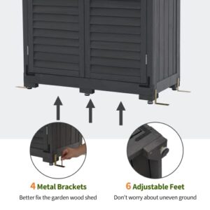 MCombo Outdoor Storage Cabinet, Garden Storage Shed, Outside Vertical Shed with Lockers, Outdoor 63 Inches Wood Tall Shed for Yard and Patio 0870 (Grey)