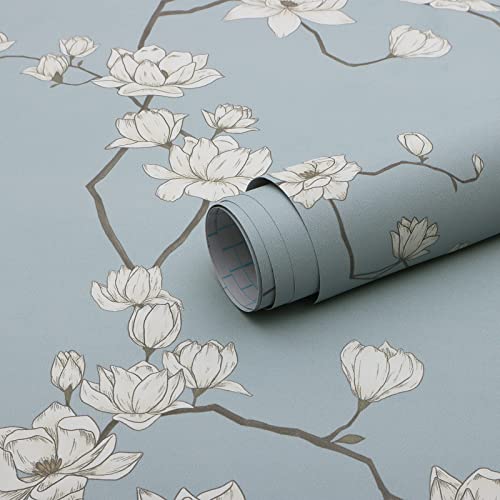 GloryTik 15.5" x 118" Floral Wallpaper Peel and Stick Wallpaper Beige Flowers Contact Paper Self-Adhesive Wallpaper Waterproof Removable Wallpaper Decoration for Cabinets Bedroom Walls