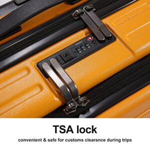 TydeCkare 20 Inch Carry On with Front Pocket, 22x14.6x10in, 45L, Lightweight ABS+PC Hardshell Suitcase with TSA Lock, YKK Zipper & 4 Spinner Silent Wheels, Orange