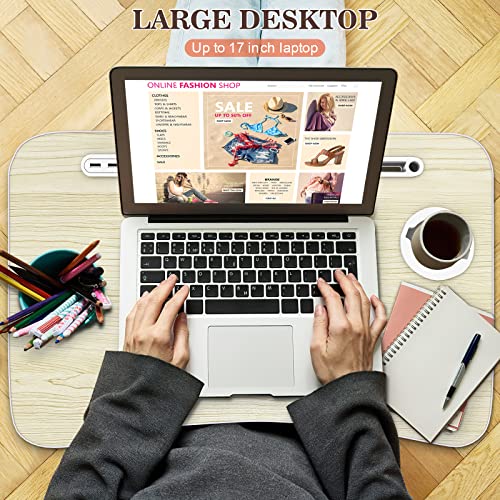 Zapuno Laptop Lap Desk, Foldable Laptop Table Tray with 4 USB Ports Storage Drawer and Cup Holder, Laptop Bed Desk Laptop Stand for Bed Lap Tray Portable Standing Table for Bed Couch Floor