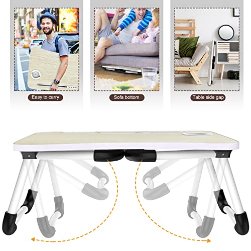 Zapuno Laptop Lap Desk, Foldable Laptop Table Tray with 4 USB Ports Storage Drawer and Cup Holder, Laptop Bed Desk Laptop Stand for Bed Lap Tray Portable Standing Table for Bed Couch Floor