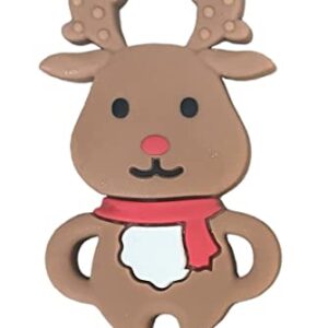 Christmas, Holiday Soft Silicone Teethers for Baby, BPA Free and Food Grade - Christmas Tree, Star, Santa, Rudolph, Reindeer, Teether Toy (Reindeer w/Scarf)