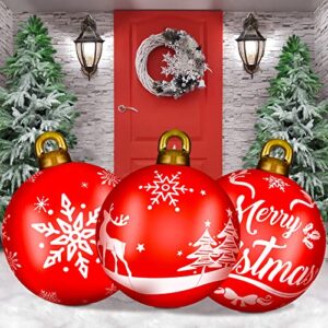 3 pcs giant inflatable christmas ball 24 inch christmas pvc inflatable decorated ball large christmas inflatables outdoor decorations christmas blow up yard decorations xmas giant inflatable ornaments