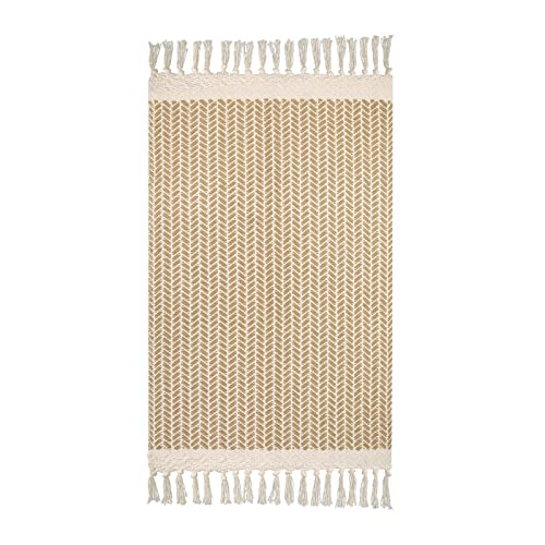 Lahome Boho Bathroom Rugs, Small 2x3 Front Door Mat Lightweight Kitchen Rug Woven Cotton Area Rug with Tassels, Farmhouse Non-Shedding Washable Throw Rug Low Pile Carpet for Entry Laundry, Khaki