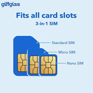 Giffgiss Europe Sim Prepaid Card 80GB in Spain 14GB Europe 400 Minutes 28 Days with Nano sim Card 4G Free Roaming Hot Spots Using in Spain,Itlay,UK and Other 30 European Countries