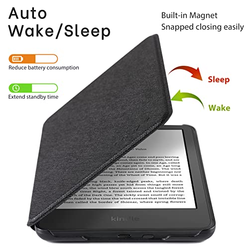 CoBak Case for All New Kindle 11th Generation 2022 Release Only - Ultra Slim PU Leather Smart Cover with Auto Sleep and Wake, Premium Protective Case for Kindle 2022, Black