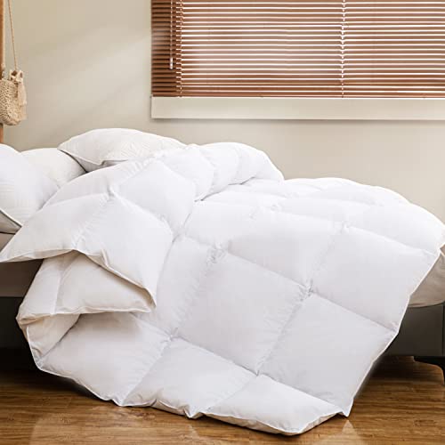 Airensky Goose Down Comforter King Size - White Duvet Insert - Breathable Goose Down & Feather 60oz Filling - Extra Fluffy Thick Cloud Hotel Luxurious Comforters for All Season (106”x90”)