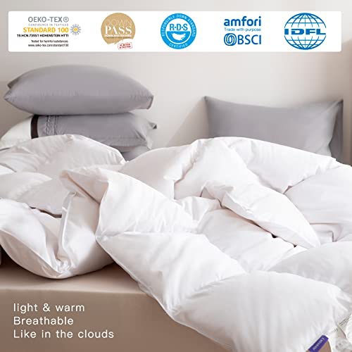 Airensky Goose Down Comforter King Size - White Duvet Insert - Breathable Goose Down & Feather 60oz Filling - Extra Fluffy Thick Cloud Hotel Luxurious Comforters for All Season (106”x90”)