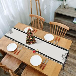 UYPGOIN Waterclor Buffalo Plaid Christmas Trees Table Runner, Seasonal Winter Merry Xmas Holiday Kitchen Dining Decoration for Indoor Outdoor Home Party 13x72 Inches