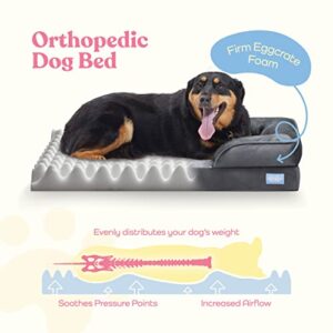 Orthopedic Sofa Dog Bed - Ultra Comfortable Dog Beds for Medium Dogs - Breathable & Waterproof Pet Bed- Egg Foam Sofa Bed with Extra Head and Neck Support - Removable Washable Cover & Nonslip Bottom