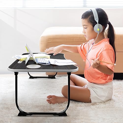 Bed Desk,Lap Table Tray with USB Charge Port,Cup Holder and Storage Drawer,Portable Laptop Stand for Sofa Floor Working Writing Reading (Black)