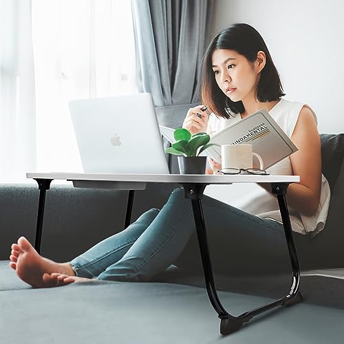 Bed Desk,Lap Table Tray with USB Charge Port,Cup Holder and Storage Drawer,Portable Laptop Stand for Sofa Floor Working Writing Reading (Black)