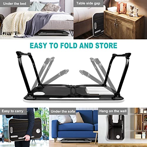 Bed Desk,Lap Table Tray with USB Charge Port,Cup Holder and Storage Drawer,Portable Laptop Stand for Sofa Floor Working Writing Reading (Black)