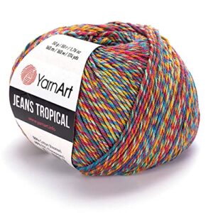 55% cotton 45% pac yarnart jeans tropical multicolor sport yarn 1 skein/ball 50 gr 174 yds (612)