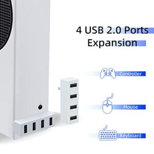 Mcbazel 4 Ports USB Hub 2.0 for Xbox Series S, Portable High Speed USB Hub Splitter Expansion Adapter Accessories Compatible with Xbox Series S Console Only - White