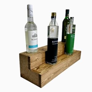 Tiered Bottle Shelf | 2 Tier Liquor Bottle Display | Bar Organization | Display Shelf | Wine Shelf | Bar Display | Kitchen Counter Shelf (30", Black)